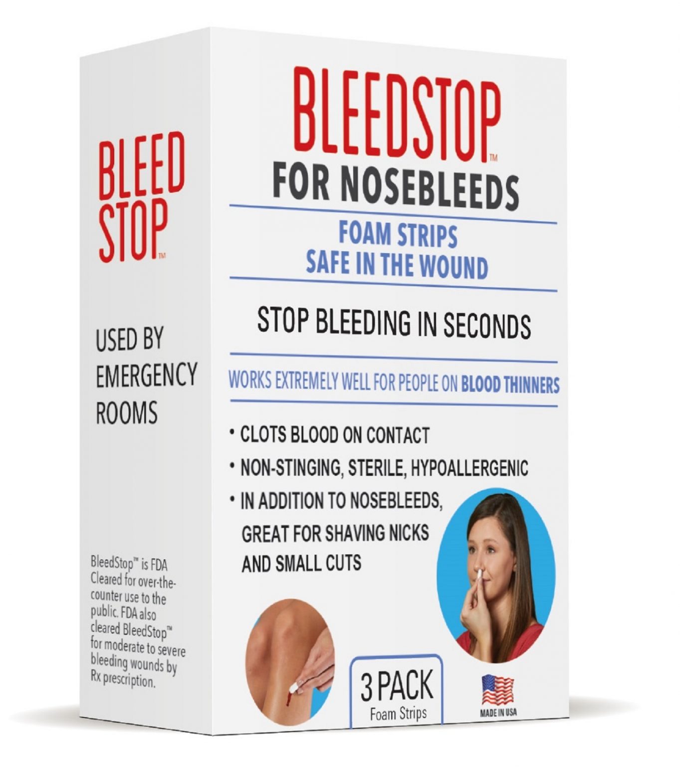 BleedStop™ Nosebleed Strips Stop Mild to Severe Nosebleeds.